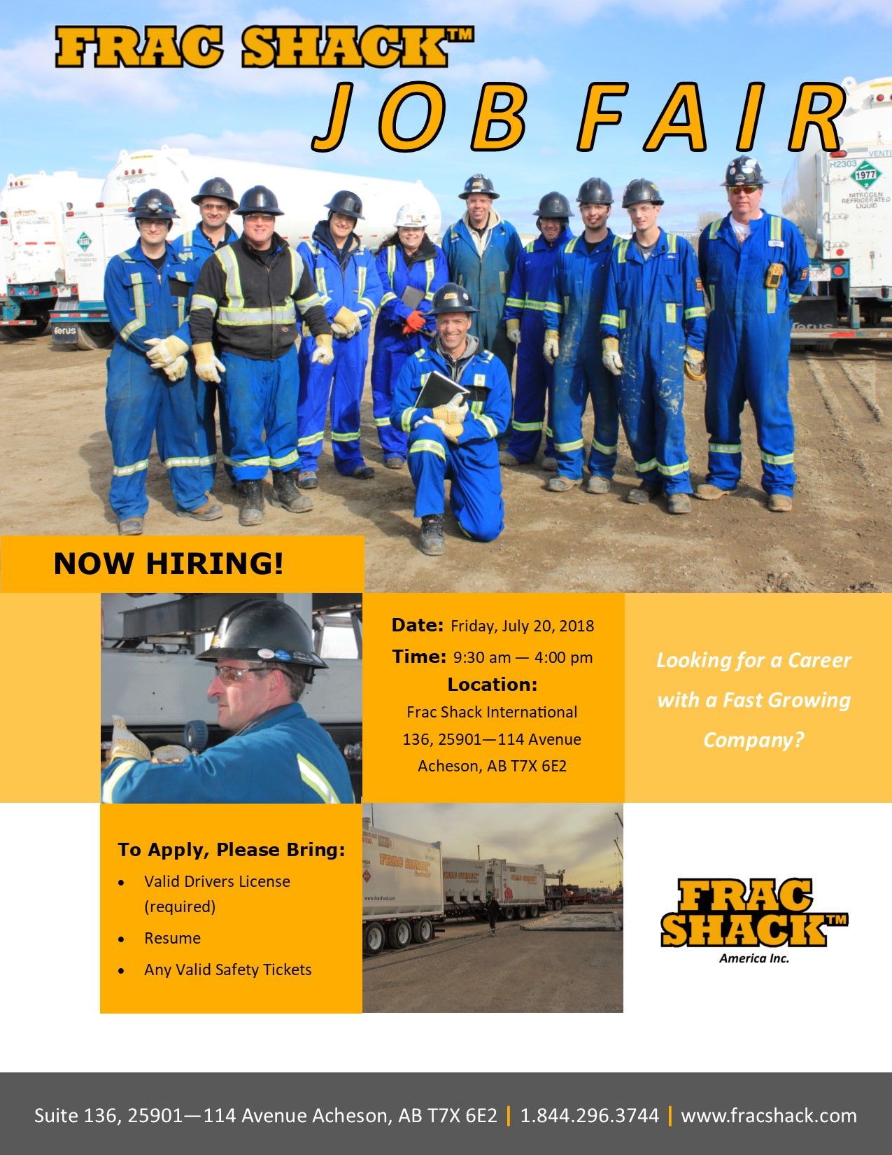FRAC SHACK: JOB FAIR! - Friday July 20th : Looking for a Career with a ...