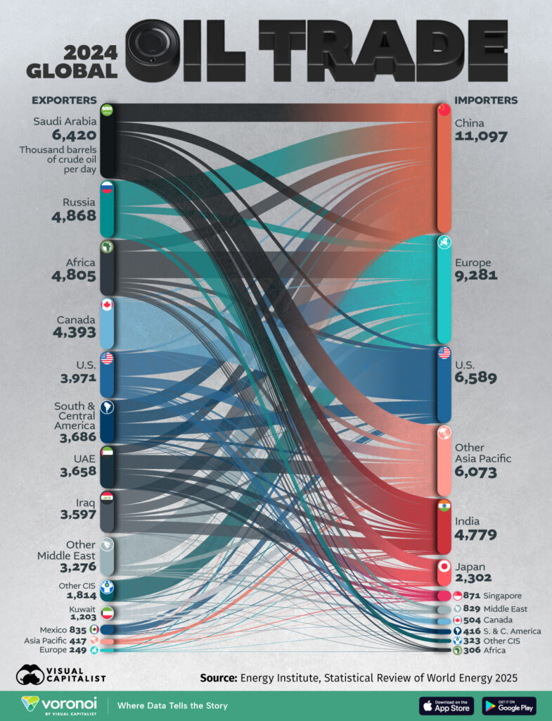 CHARTED: Global Crude Oil Trade Flows in 2024 - Visual Capitalist ...